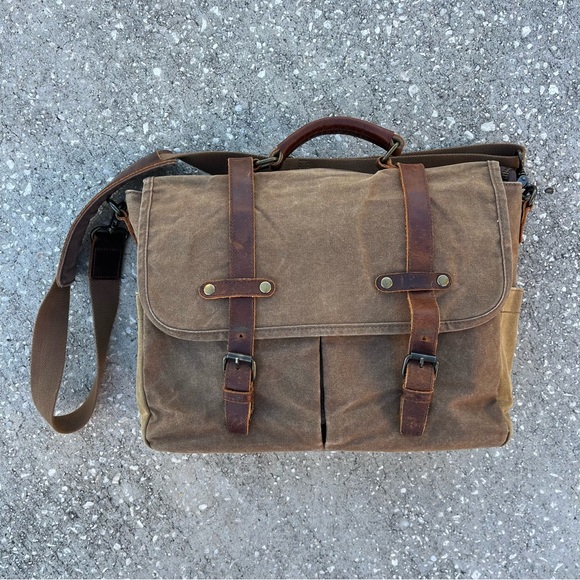 NEWHEY | Bags | Newhey Messenger Bag Waxed Canvas Waterproof Satchel ...
